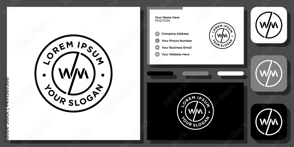 Initials Letter WM or W M Circle Label Badge Stamp Emblem Vector Logo ...
