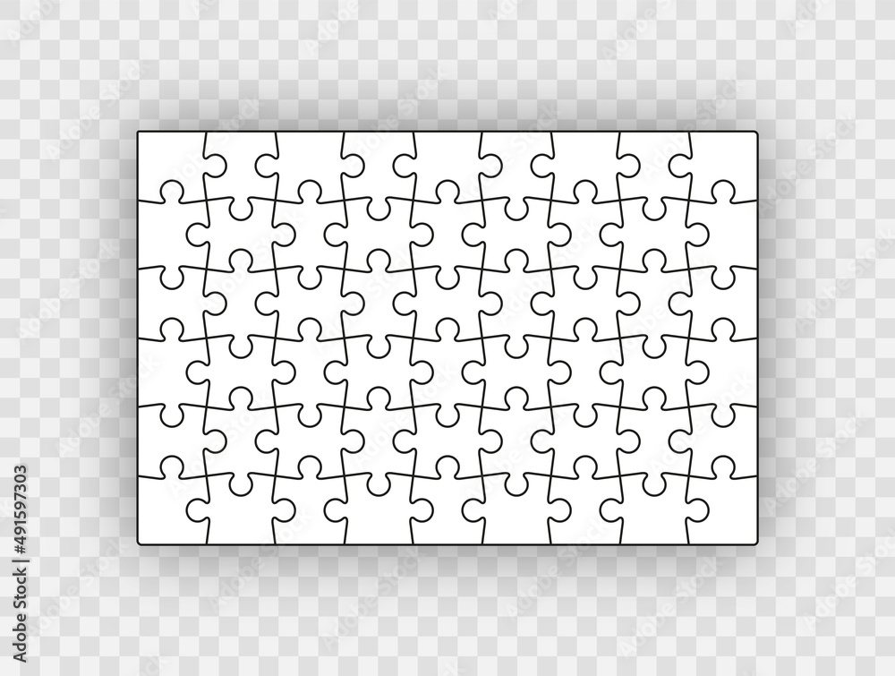 Puzzle pieces set. Jigsaw outline grid. Scheme of thinking game. Modern ...