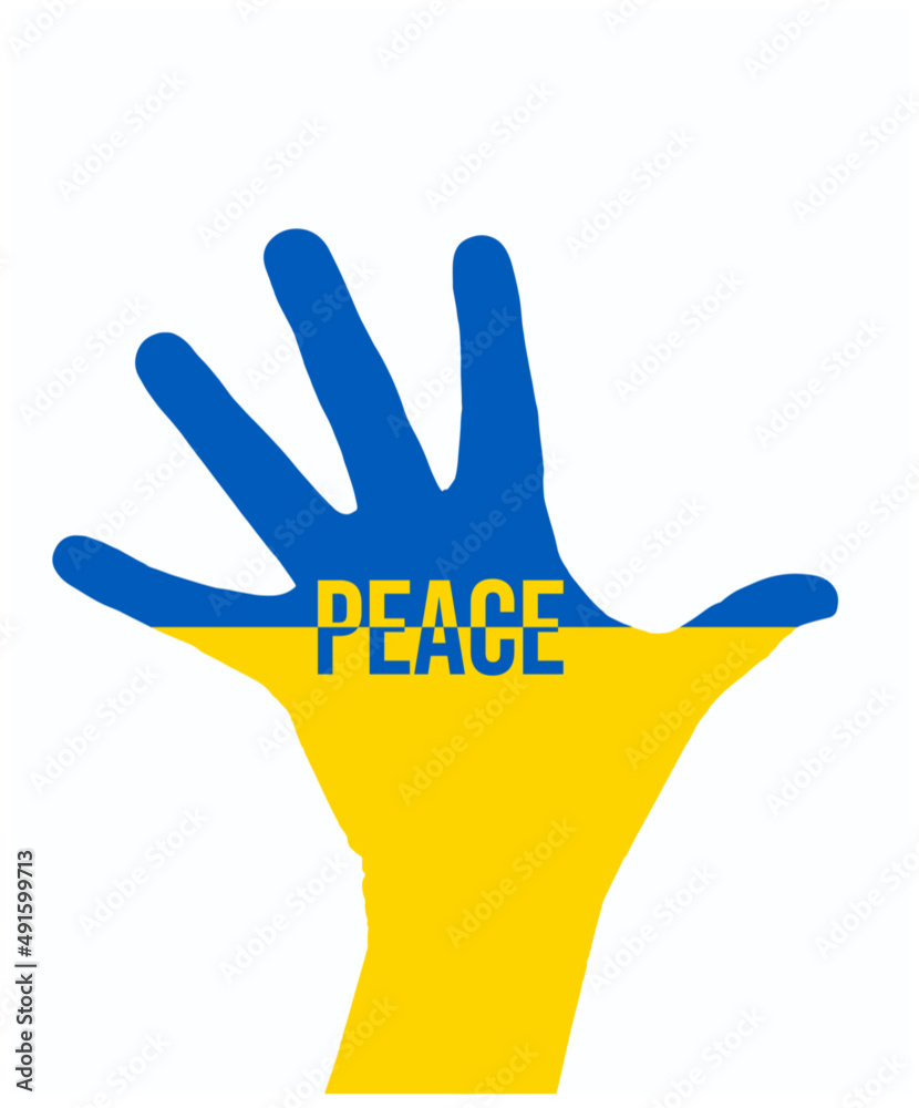 Open hand up asking for peace. It is with the colors of the flag of ...