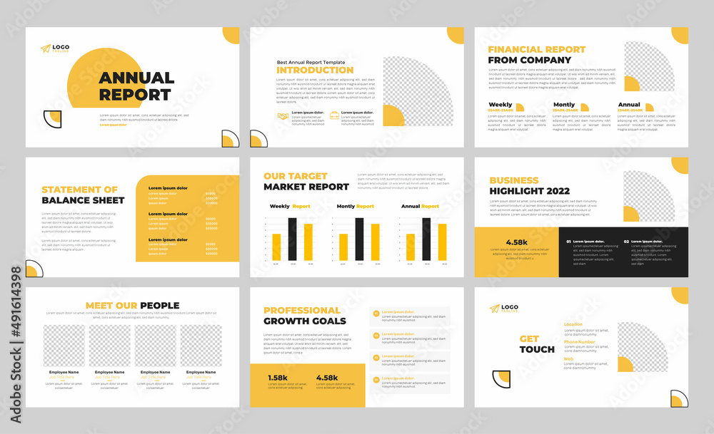 Annual Report PowerPoint Template Stock Vector | Adobe Stock