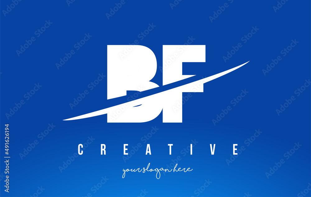 BF B F Letter Modern Logo Design with White Background and Swoosh ...