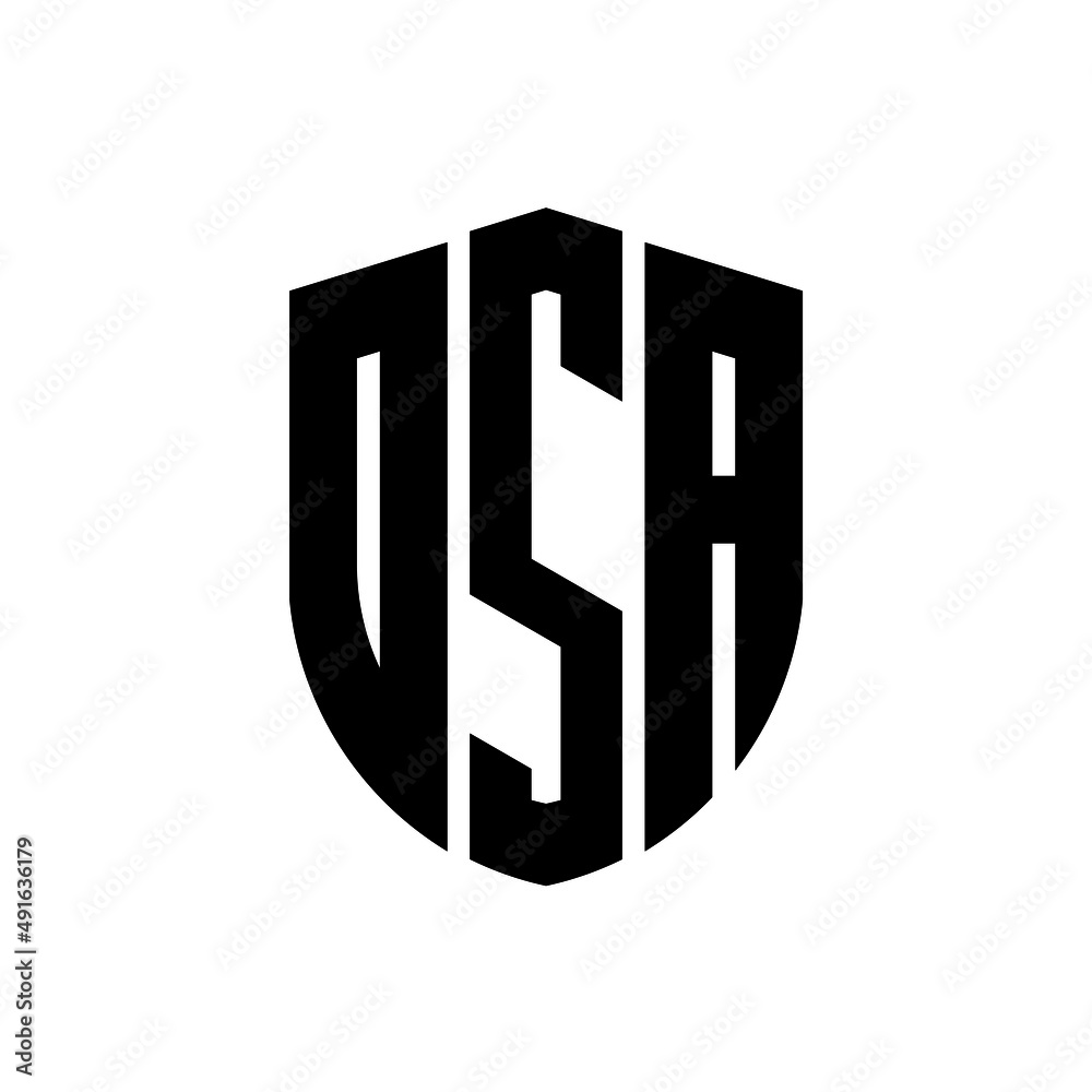 DSA letter logo design. DSA modern letter logo with black background ...