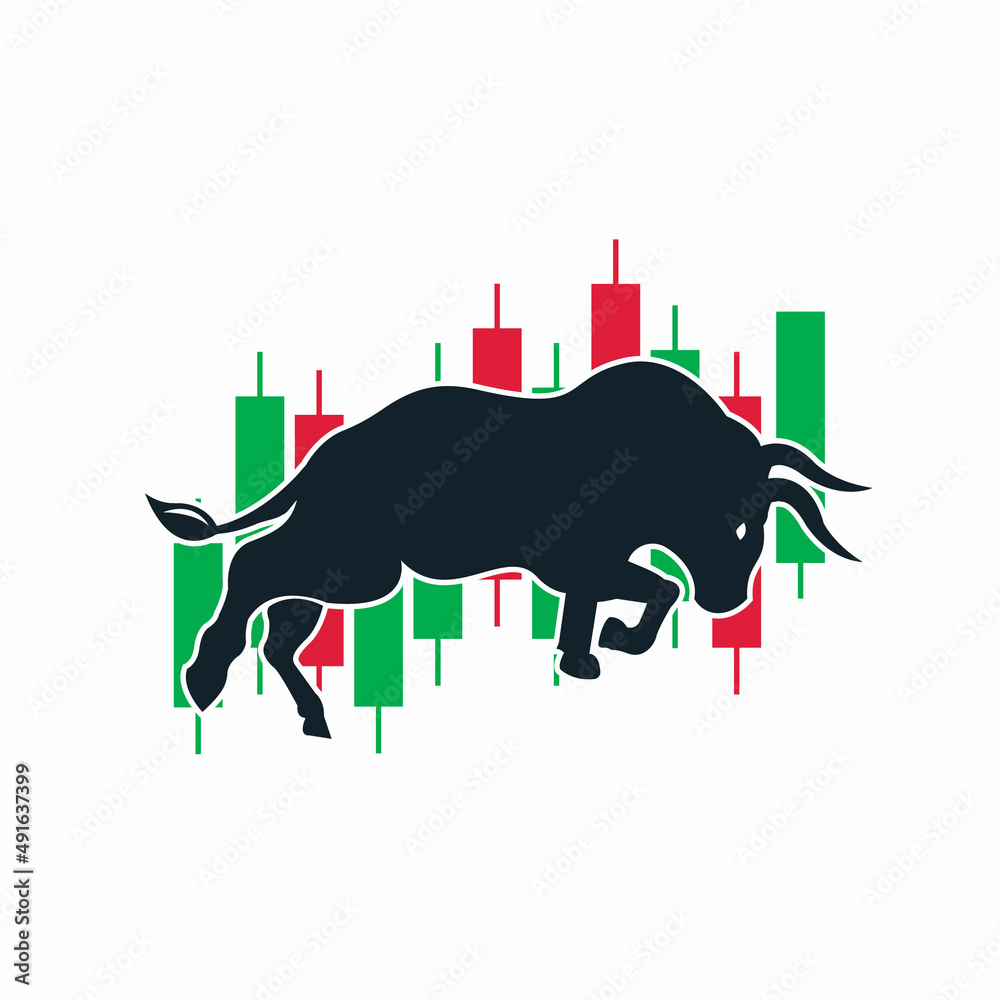 Financial bull logo design. Trade Bull Chart, finance logo. Economy ...