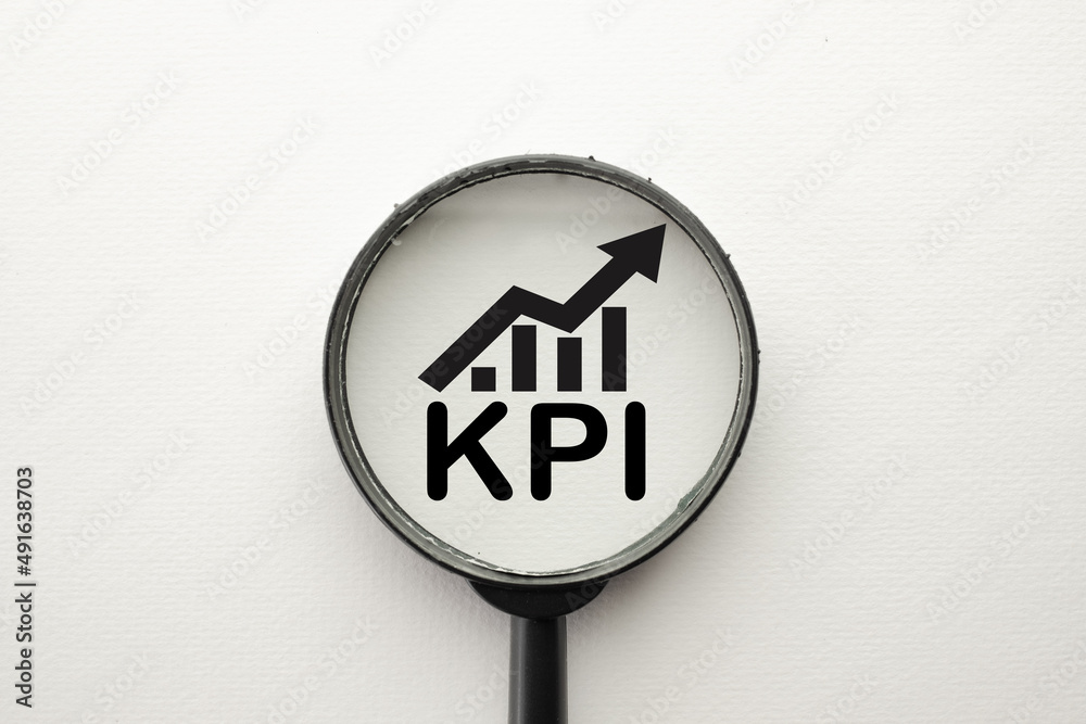 Key performance indicator(KPI) concept.,View through a magnifying glass ...