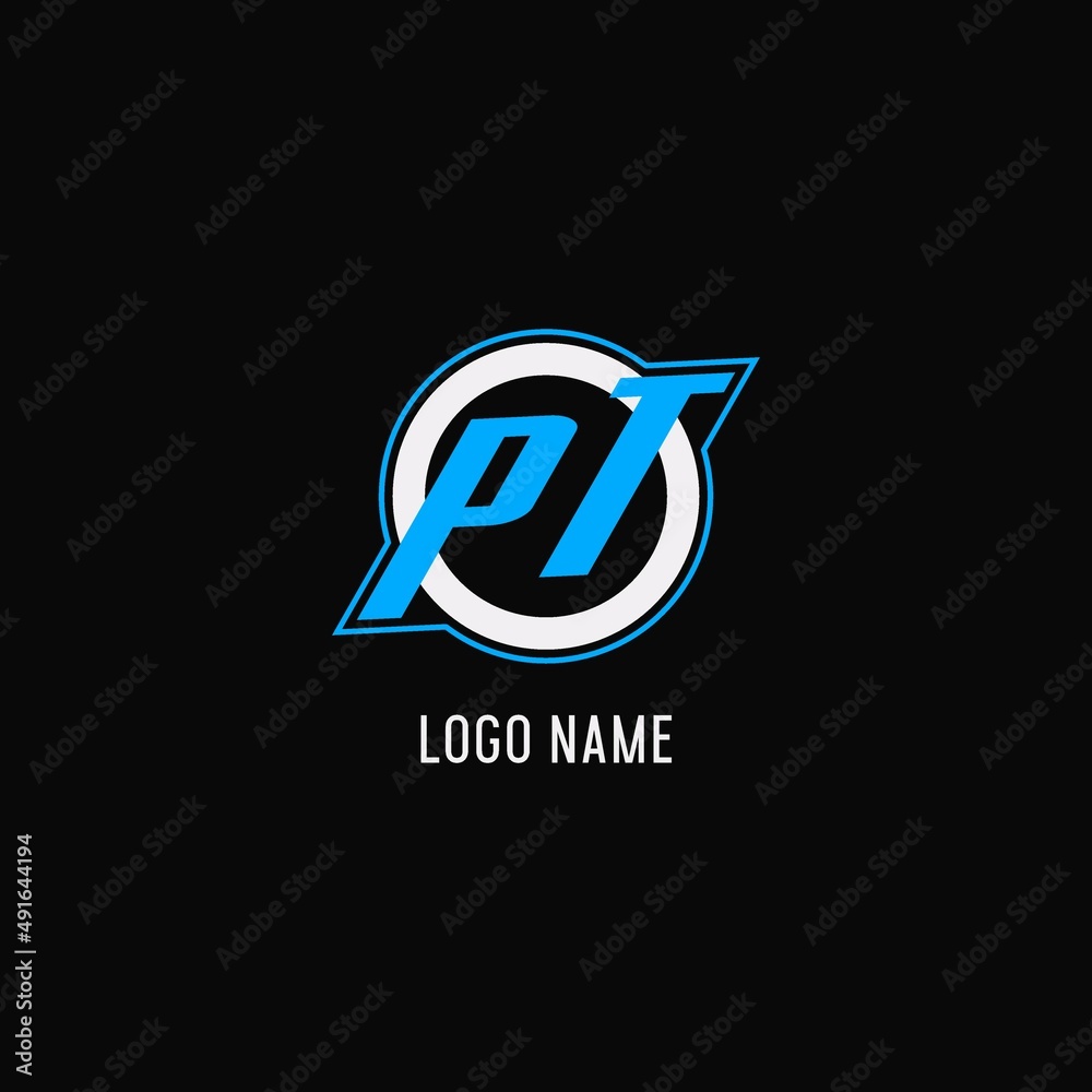 Initial PT logo circle line, creative esport team logo monogram style ...
