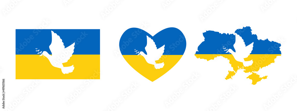 Pray for Ukraine. stop the war. Flying peace dove with olive branch ...