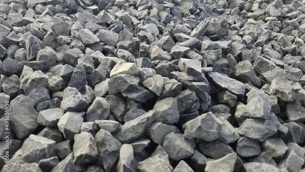 Crushed rock closes up. Small rocks ground. Crushed stone road building ...
