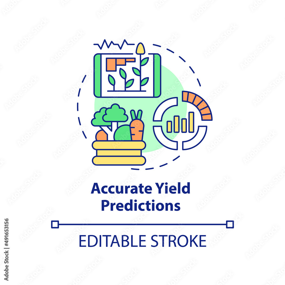 Accurate yield predictions concept icon. Agriculture industry. Current ...