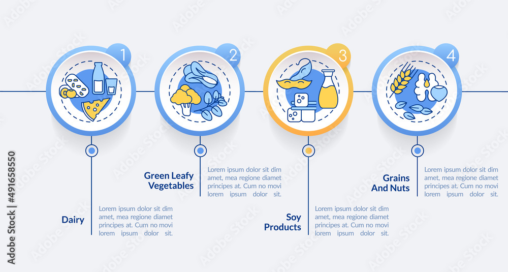 Best nutrition for bones health circle infographic template. Soy ...