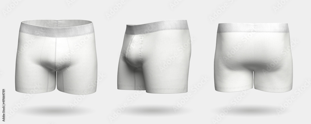 White mens boxers mockup 3D rendering. Stock Illustration | Adobe Stock