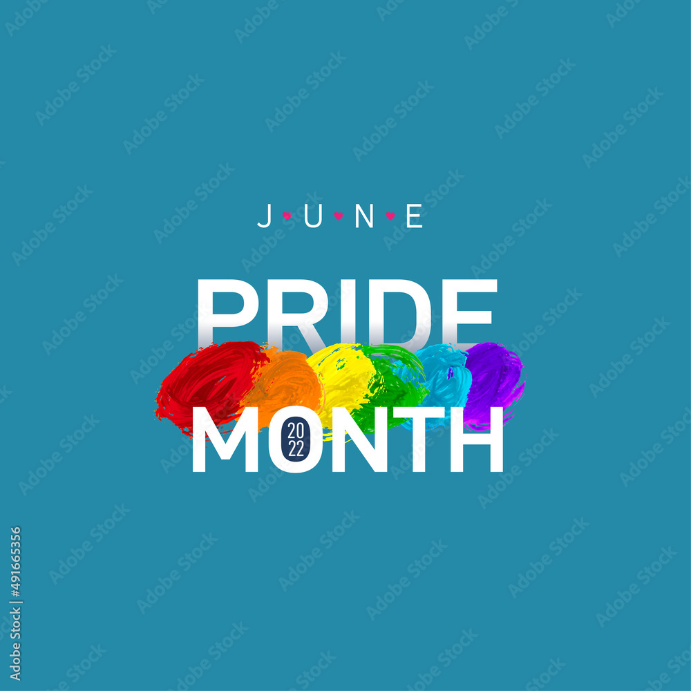 Logo lgbt 2022 pride month june with hand drawn rainbow. Symbol of ...