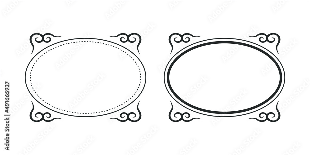 simple circular frame border with curve line in retro style Stock ...