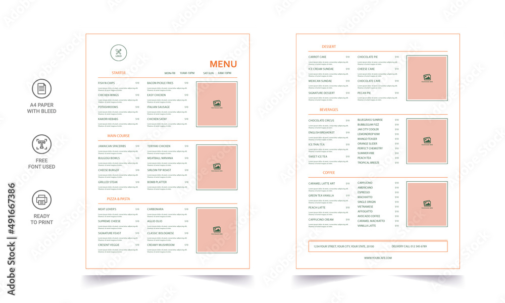 Fast food menu. Restaurant fast food cafe menu template flyer. Fast ...