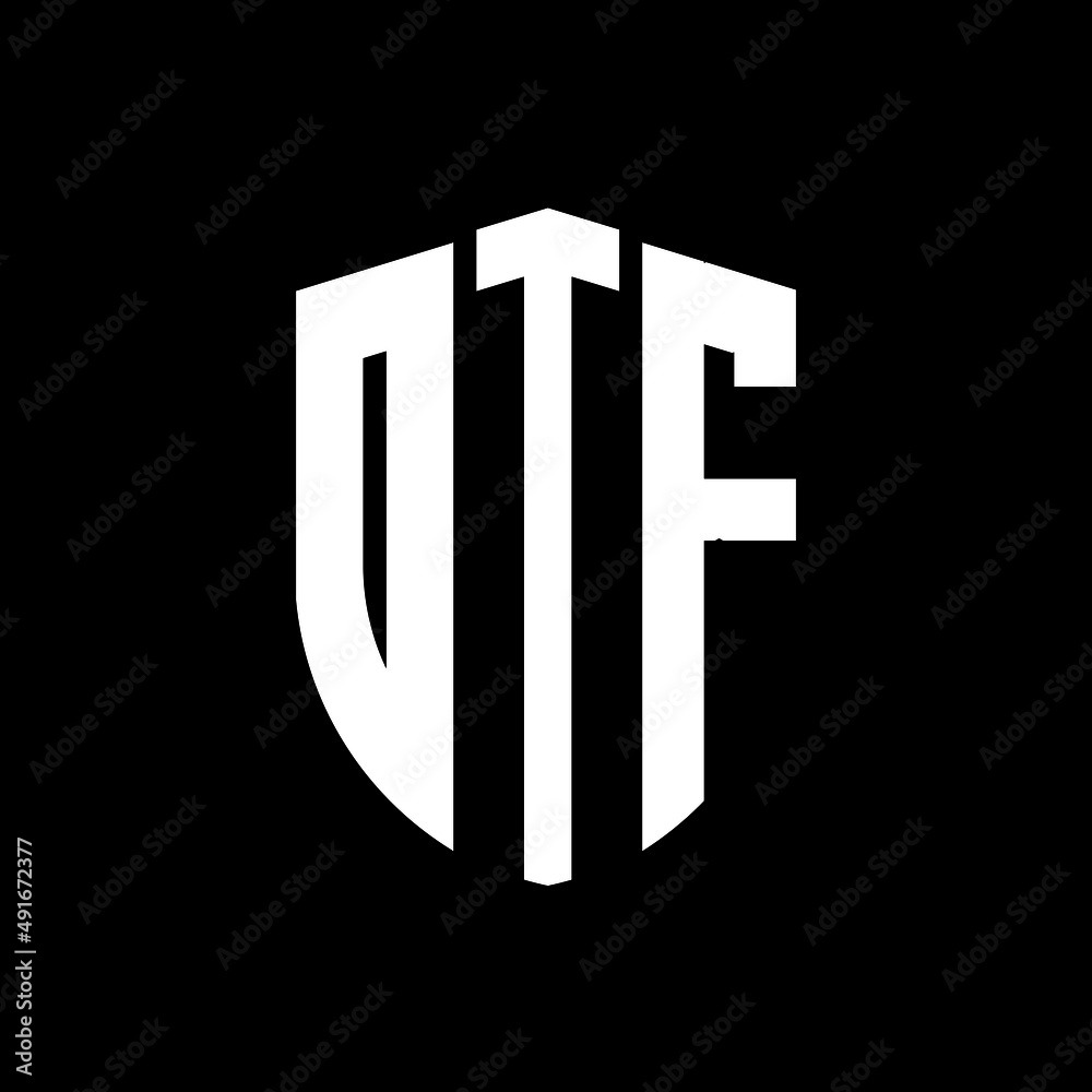 OTF letter logo design. OTF modern letter logo with black background ...
