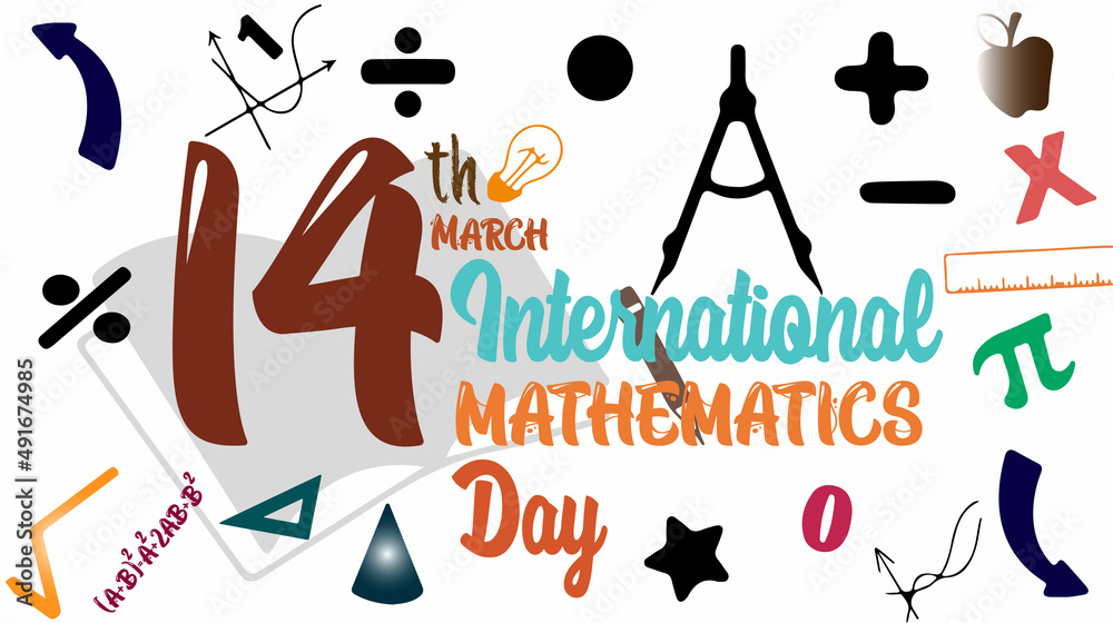 14 March International mathematics Day special Illustration of a ...