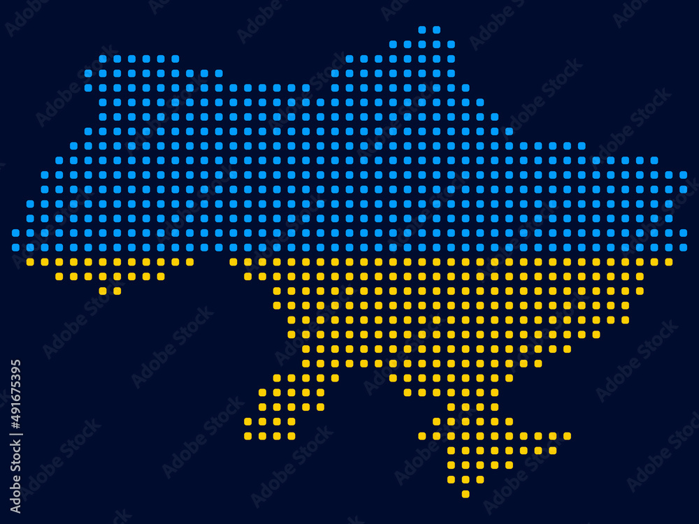 Ukraine map. Flag Incorporated Into the Map of Ukraine. Pixel map of ...