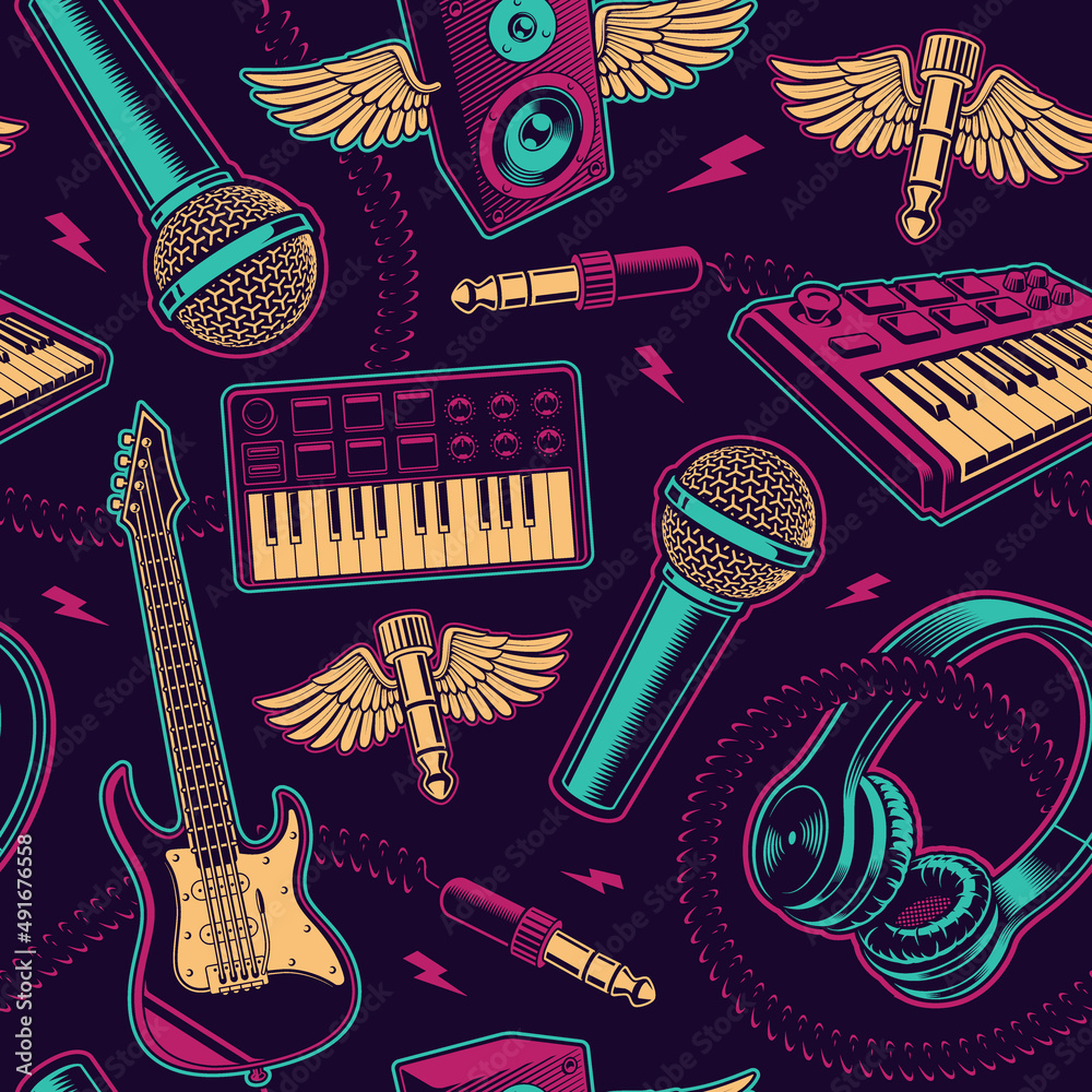 Music seamless background, this design can be used as wallpapers or as ...