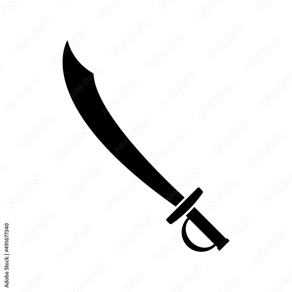Saber icon. Black silhouette. Side view. Vector simple flat graphic ...
