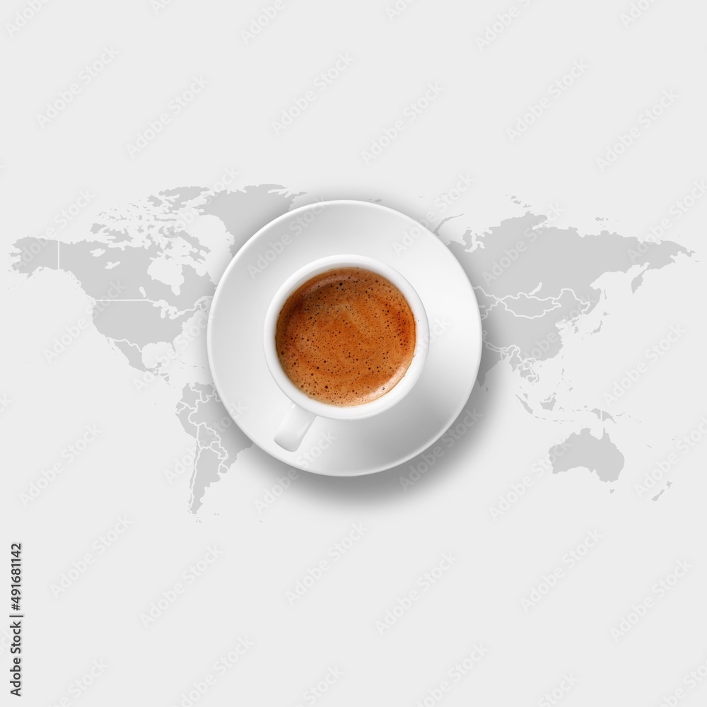 International Tea day. Tea on world map concept. Design for social ...