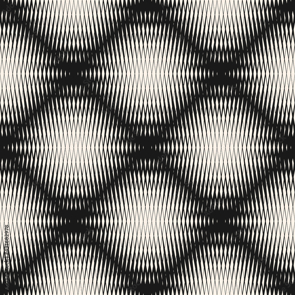 Halftone mesh seamless pattern. Abstract black and white vector graphic texture with crossing ...