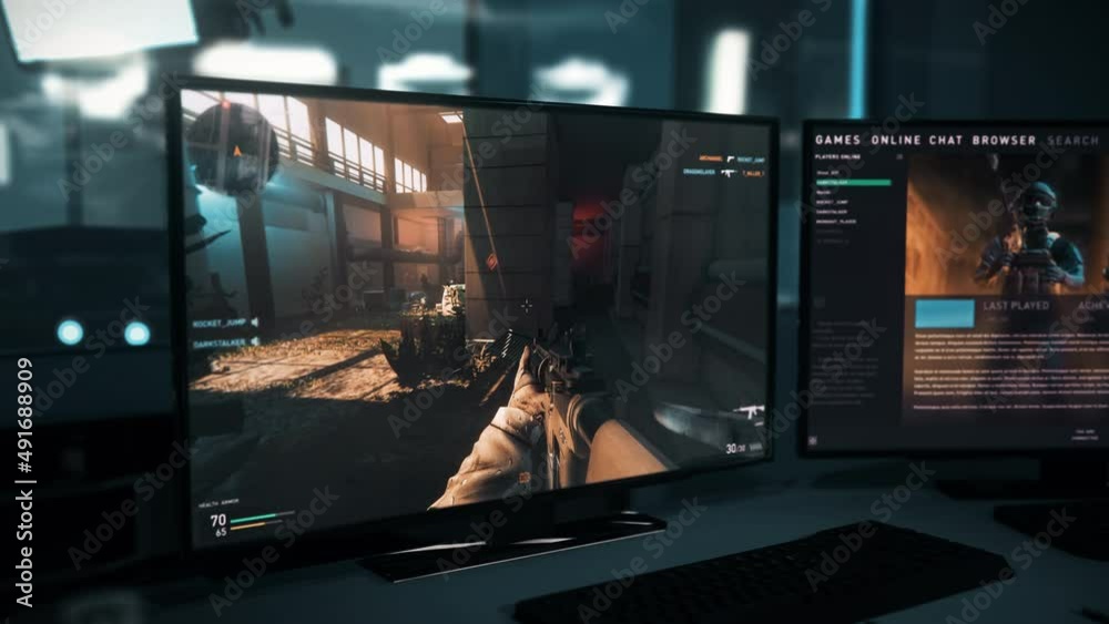 Vídeo do Stock: Player With Assault Rifle Wins Round In Online Army ...