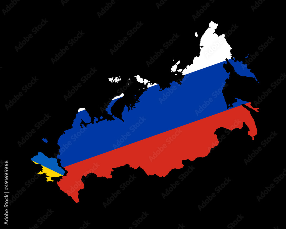Russian-Ukrainian war vector concept. Ukraine and Russia outline maps ...