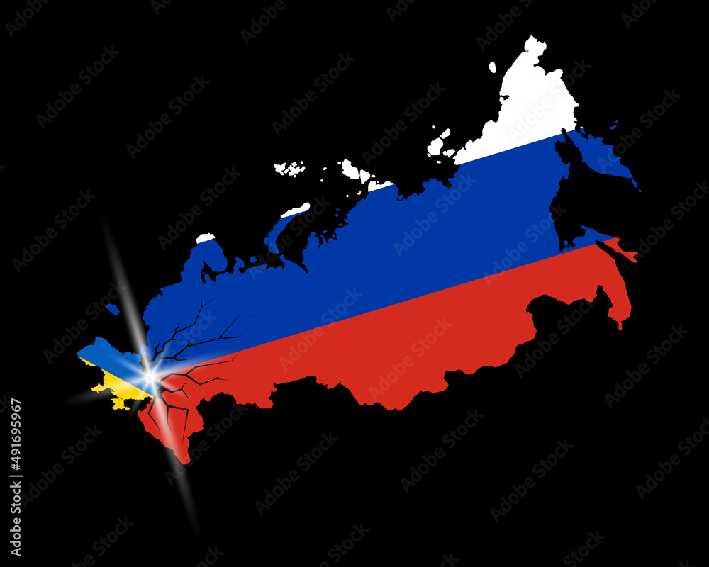 Russian-Ukrainian war vector concept. Ukraine and Russia outline maps ...