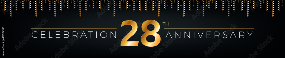 28th anniversary. Twenty-eight years birthday celebration horizontal ...