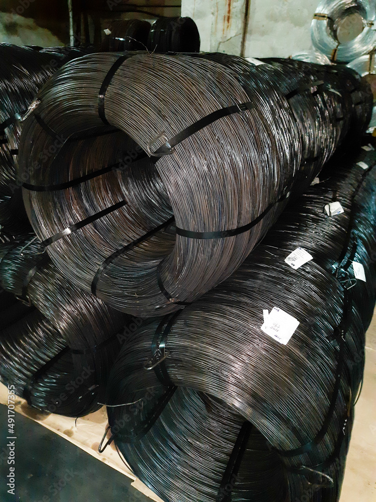 Coil of wire. Wire reel. knitting wire. Steel wire. Wire production ...