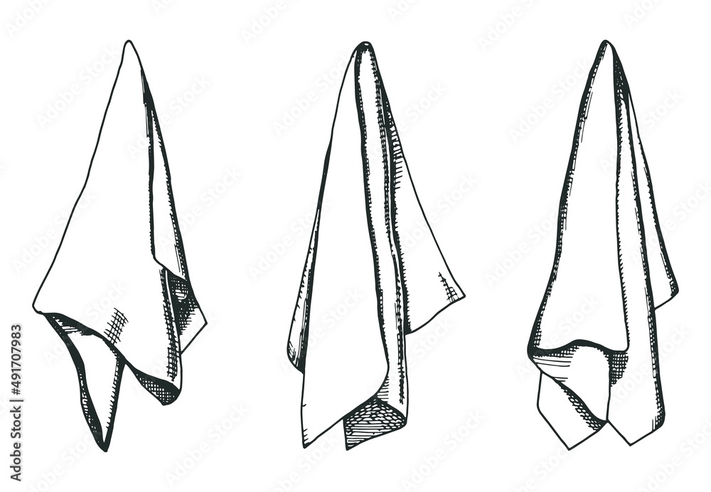 Table napkins and white towels sketch Stock Vector | Adobe Stock