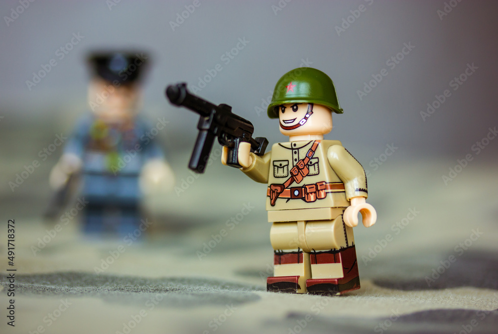 Kyiv, Ukraine. March 9, 2022. LEGO soldiers Second World War. Toy ...