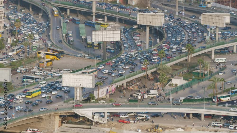 Daily life, traffic jams, transport motion in Old Cairo. The 6th ...
