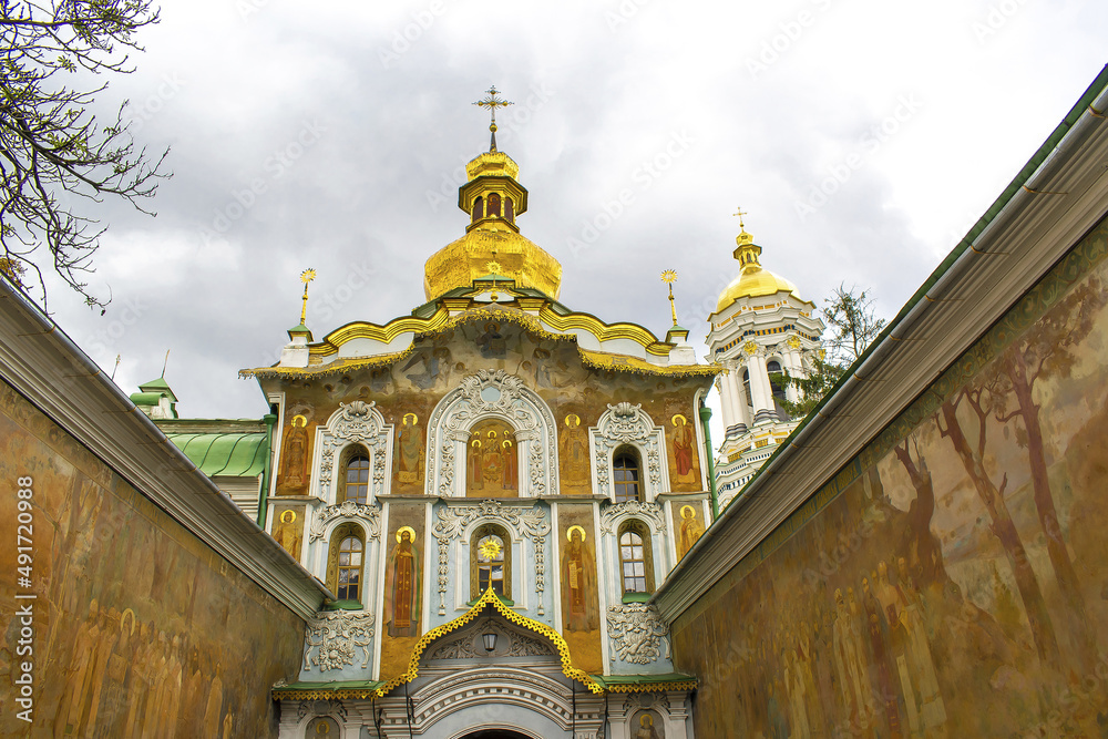Entrance gate of historic Pechersk Lavra Monastery church temple ...