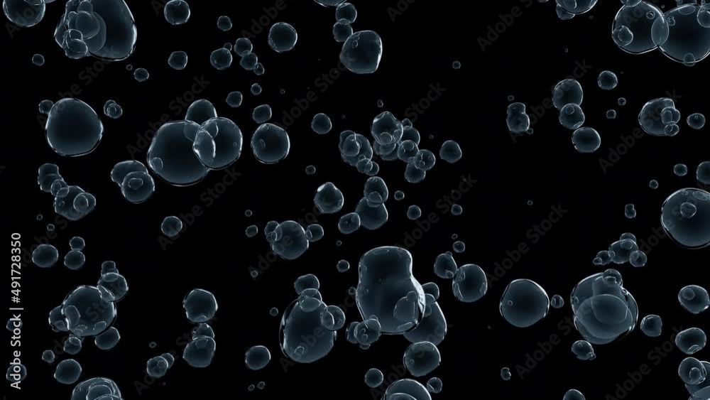 Close-up carbonation soda water bubbles fizzing up and sparkling on a ...