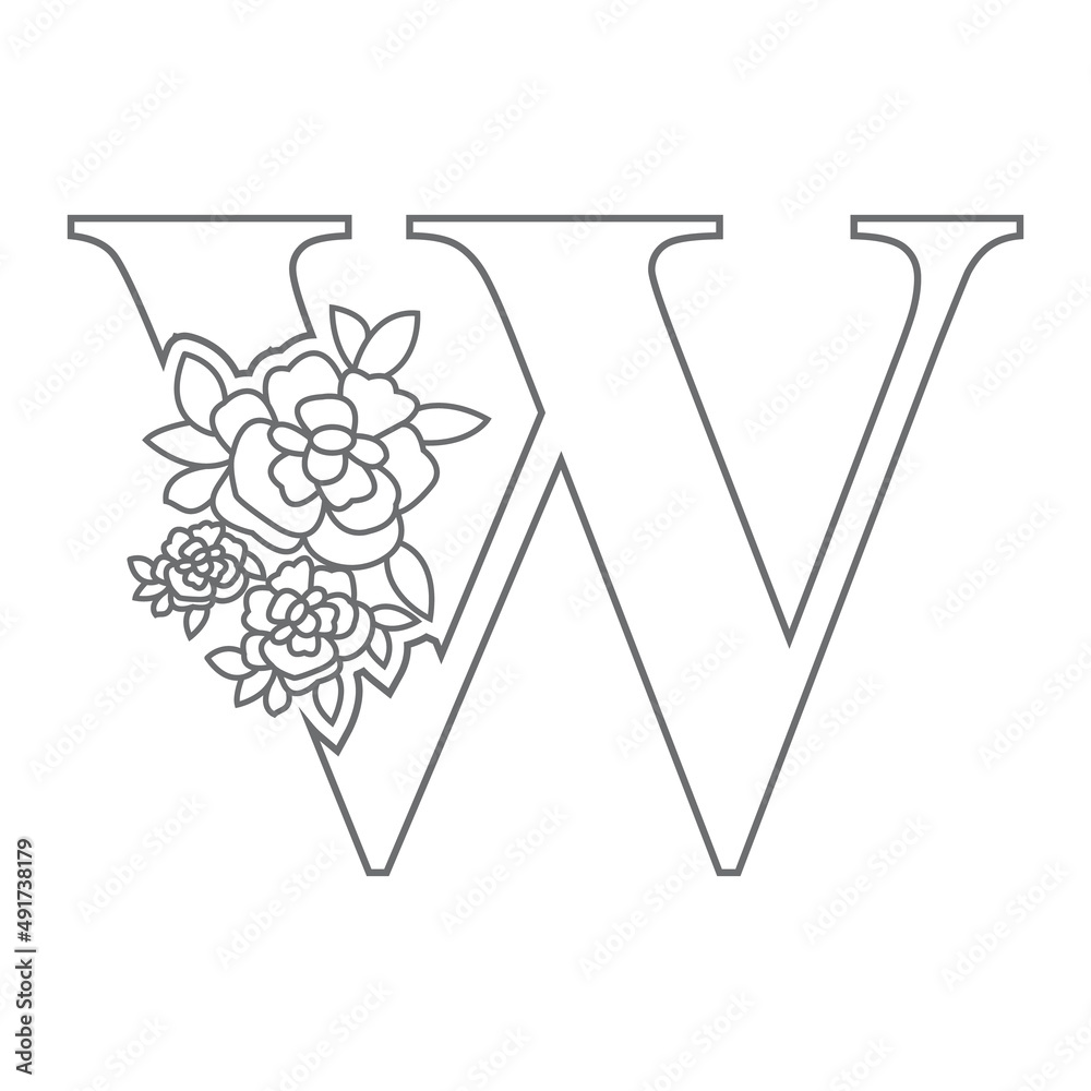 Floral alphabet letter coloring book for kids. Vector illustration of ...