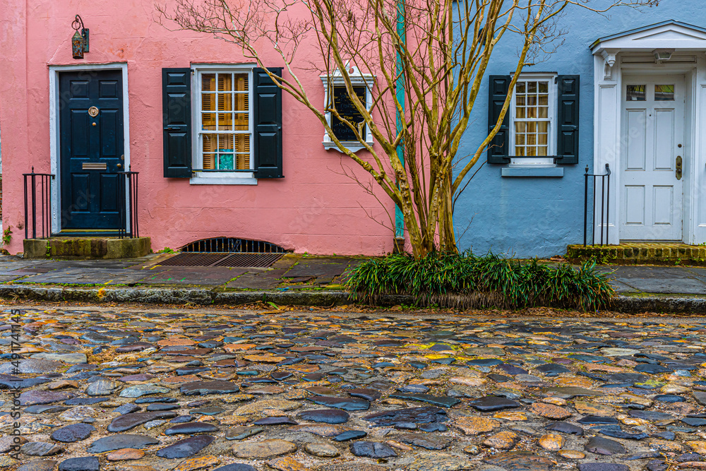 Pre Colonial Architecture and Cobblestone Paved Chalmers Street in The ...