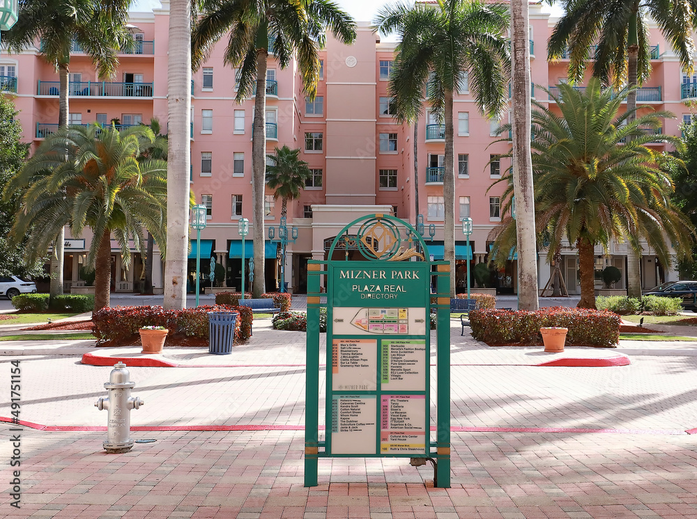 Entrance to Mizner Park Shopping Mall an elegant, upscale and laid back ...