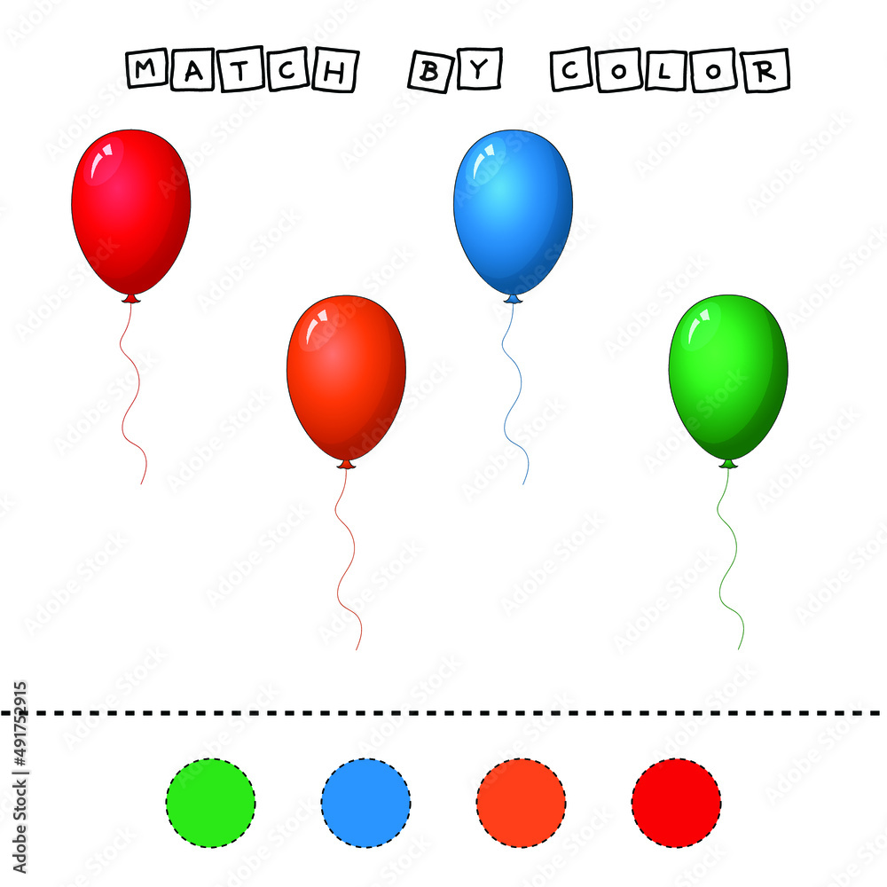 worksheet vector design, challenge to connect the balloons with its ...