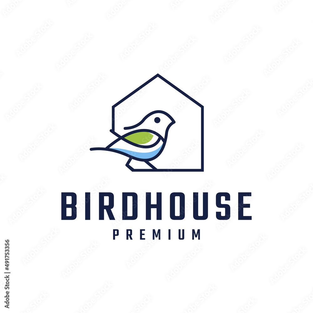 Bird House Icon Logo Design Inspiration Stock Vector | Adobe Stock
