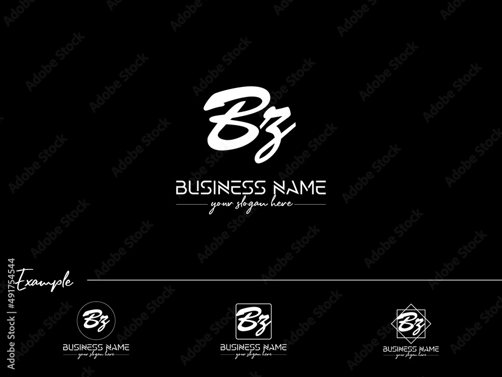 Initial BZ Signature Letter Logo, Stylish Signature Bz Logo Icon Design ...