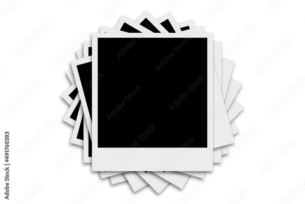 Square photo frames in black and white colors with clean borders and an ...