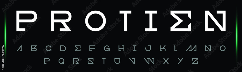 PROTEIN tech special original font letter design. modern tech vector ...
