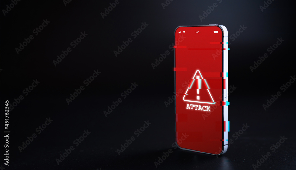 Hacker security cyber attack smartphone. Digital mobile phone isolated ...