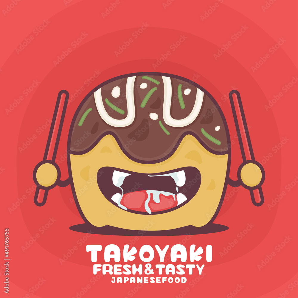 Takoyaki cartoon vector illustration Stock Vector | Adobe Stock