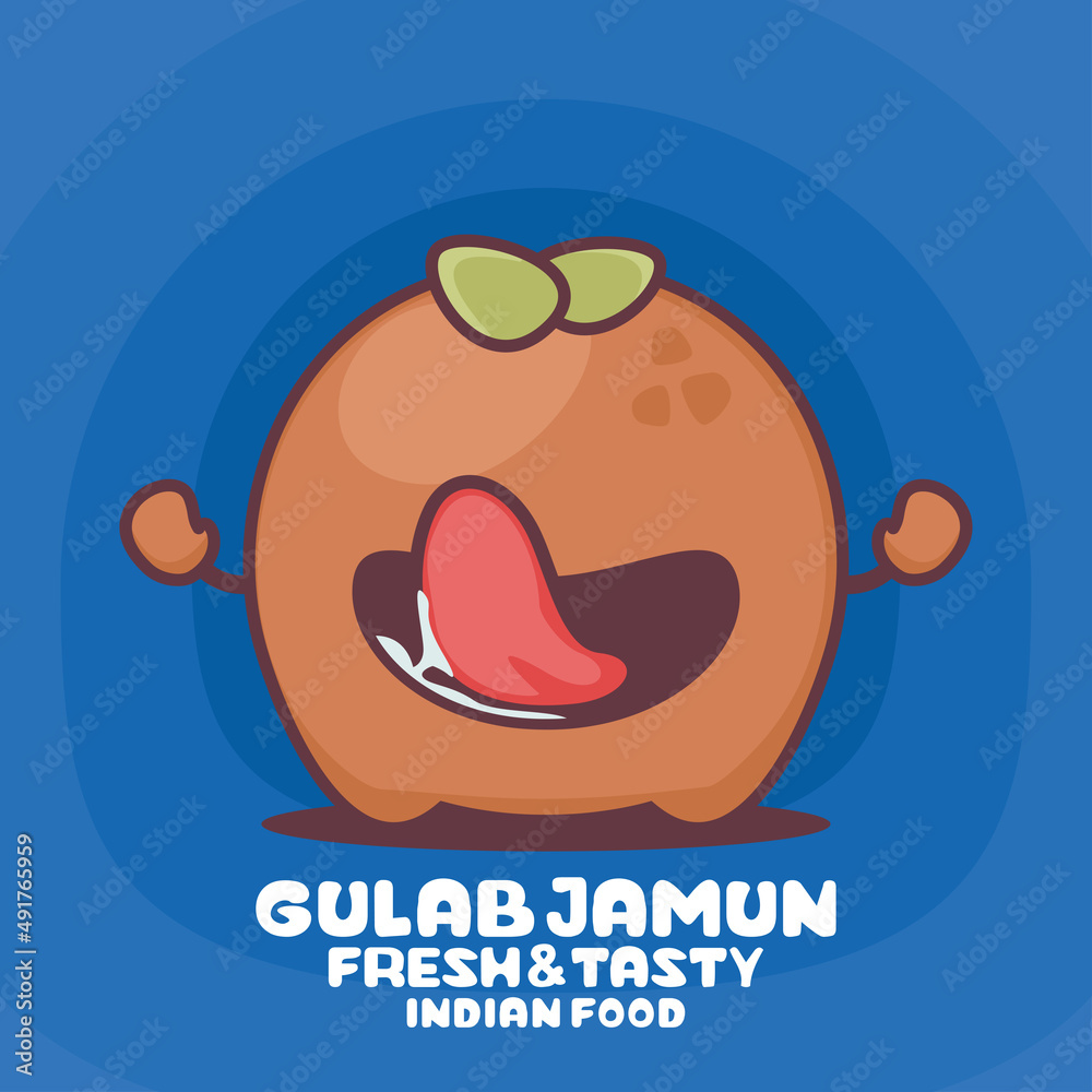 Gulab jamun cartoon. vector illustration of traditional indian food ...