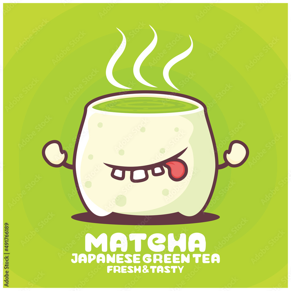 Matcha cartoon. japanese green tea vector illustration Stock Vector ...