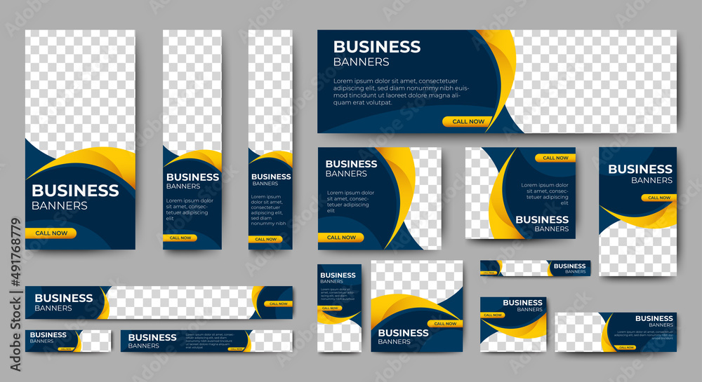 Business banner design web template Set, Horizontal header web banner ...