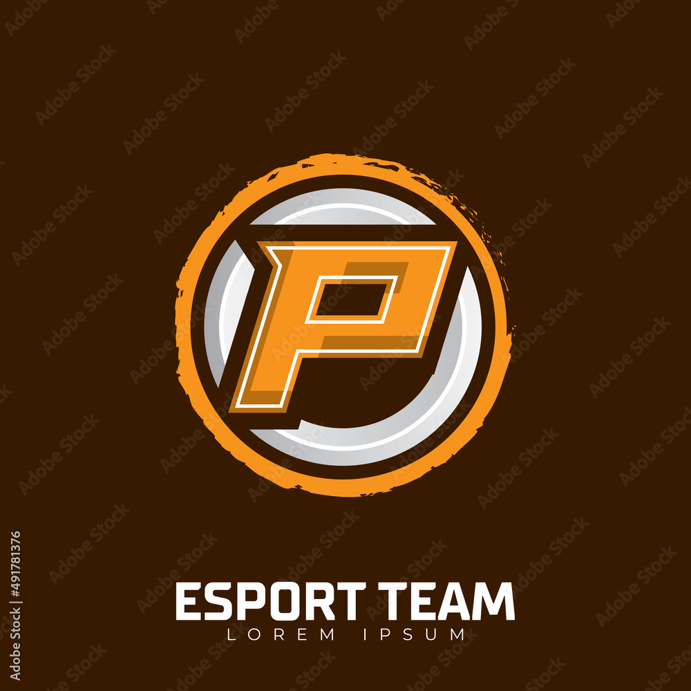 Letter P logo eSports design template, gamer mascot logo illustration ...