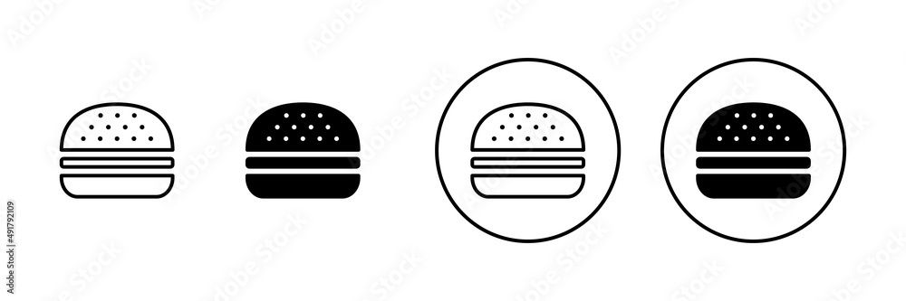 Burger icons set. burger sign and symbol. hamburger Stock Vector ...