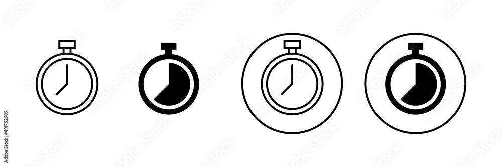 Stopwatch icons set. Timer sign and symbol. Countdown icon. Period of ...